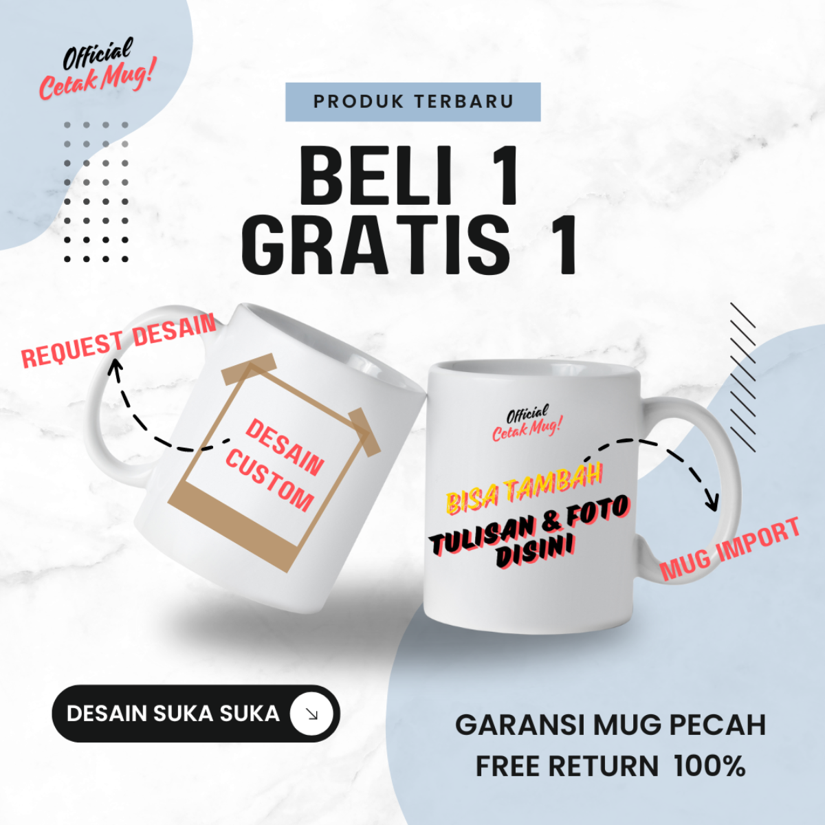 Gelas Mug Custom Bisa Pakai Foto dan Desain Sendiri Termurah Pengerjaan ...