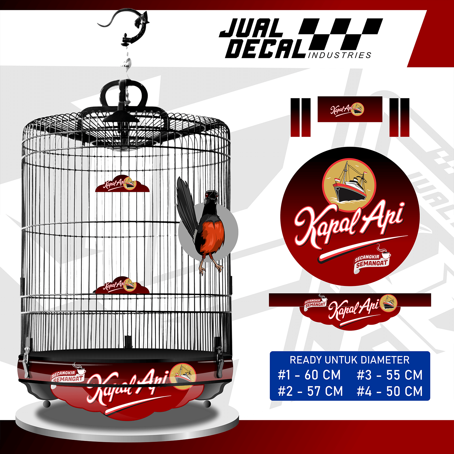 Stiker Sangkar Murai Variasi KOPI KAPAL API Decal Tebok Kandang Burung ...