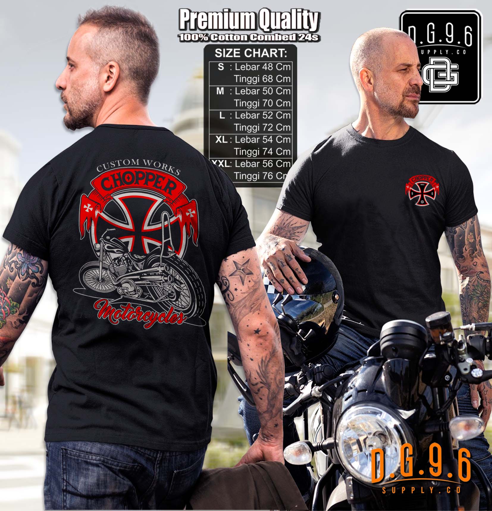 kaos motor bikers custom work chopper original brand katun combet 24s ...