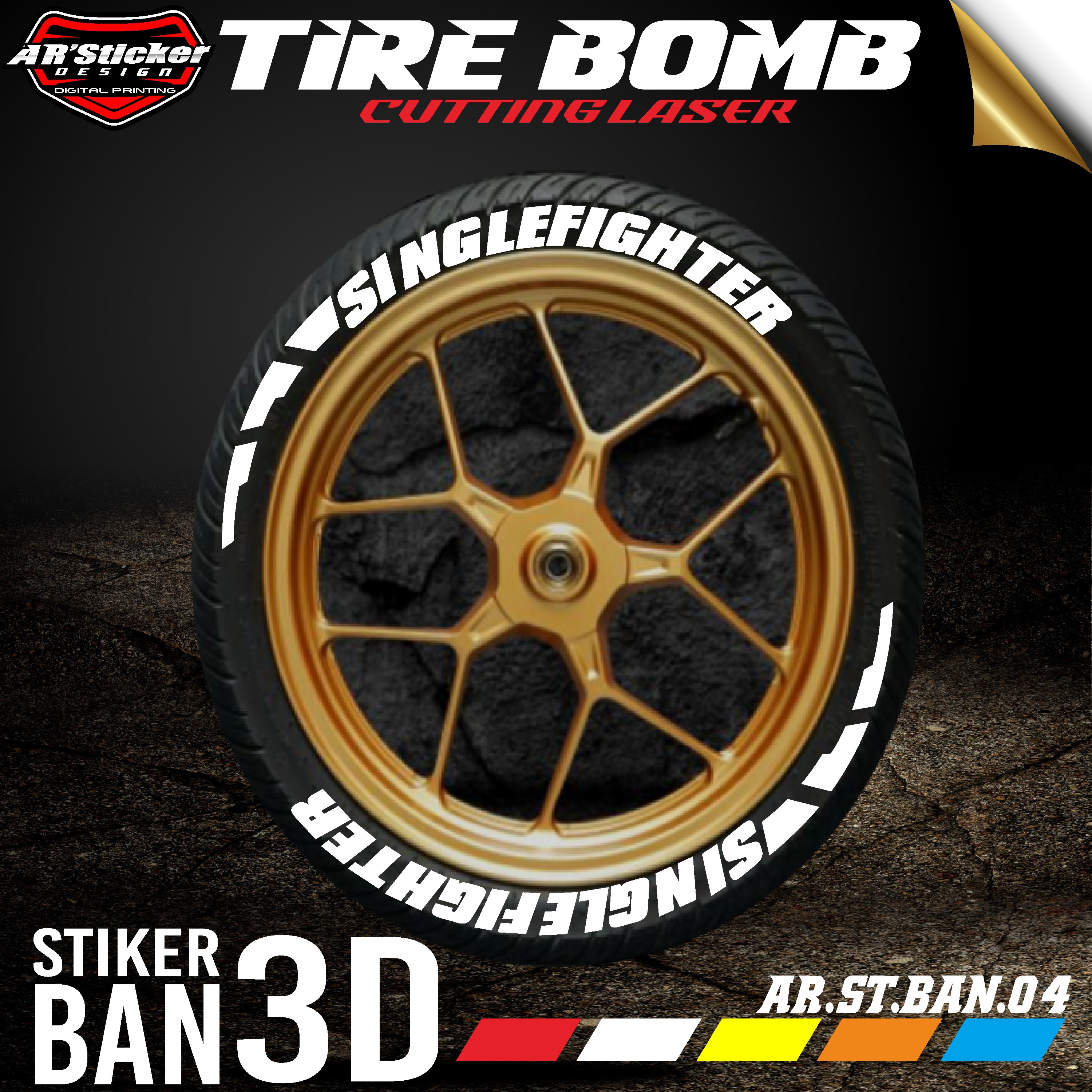 Sticker Font Ban Tire Bomb 3D Motif Single Fighter Stiker Ban Motor ...