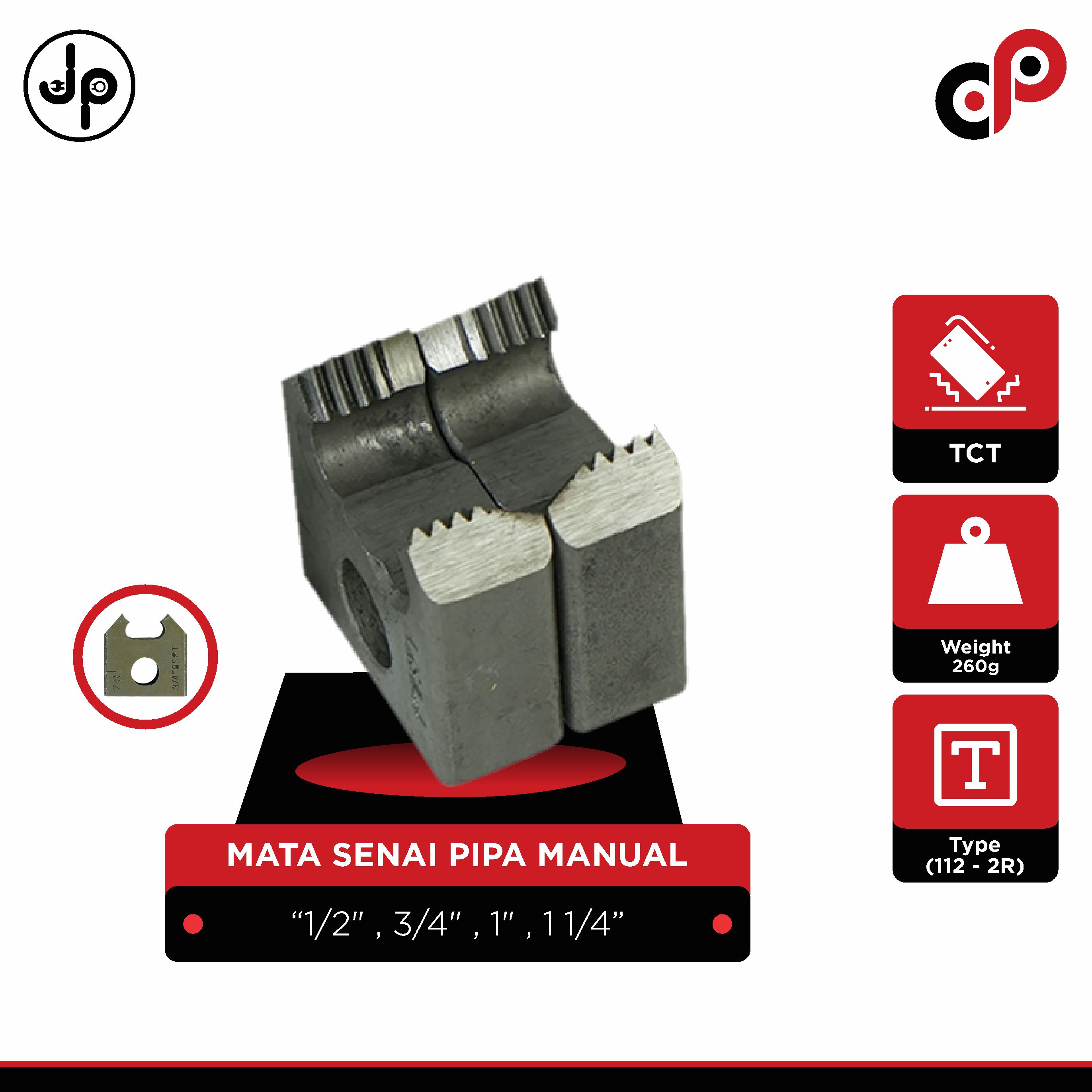 Mata Senai Pipa Manual 1/2", 3/4" ,1" , 1 1/4" | Ratchet Screw Die ...