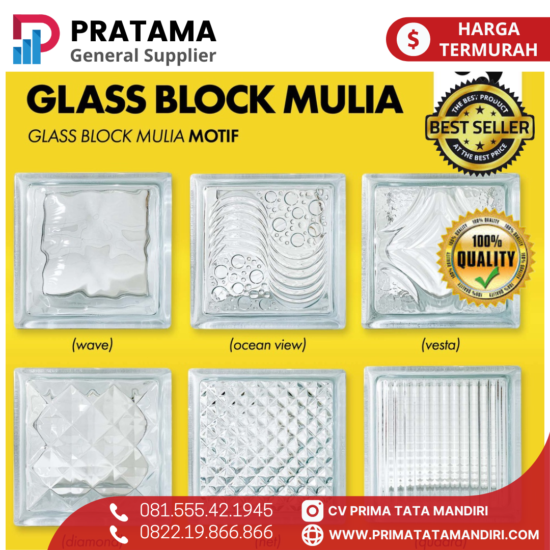 GLASS BLOCK Dinding Merk MULIA motif- Blok Kaca - Roster Kaca 9.5cm ...