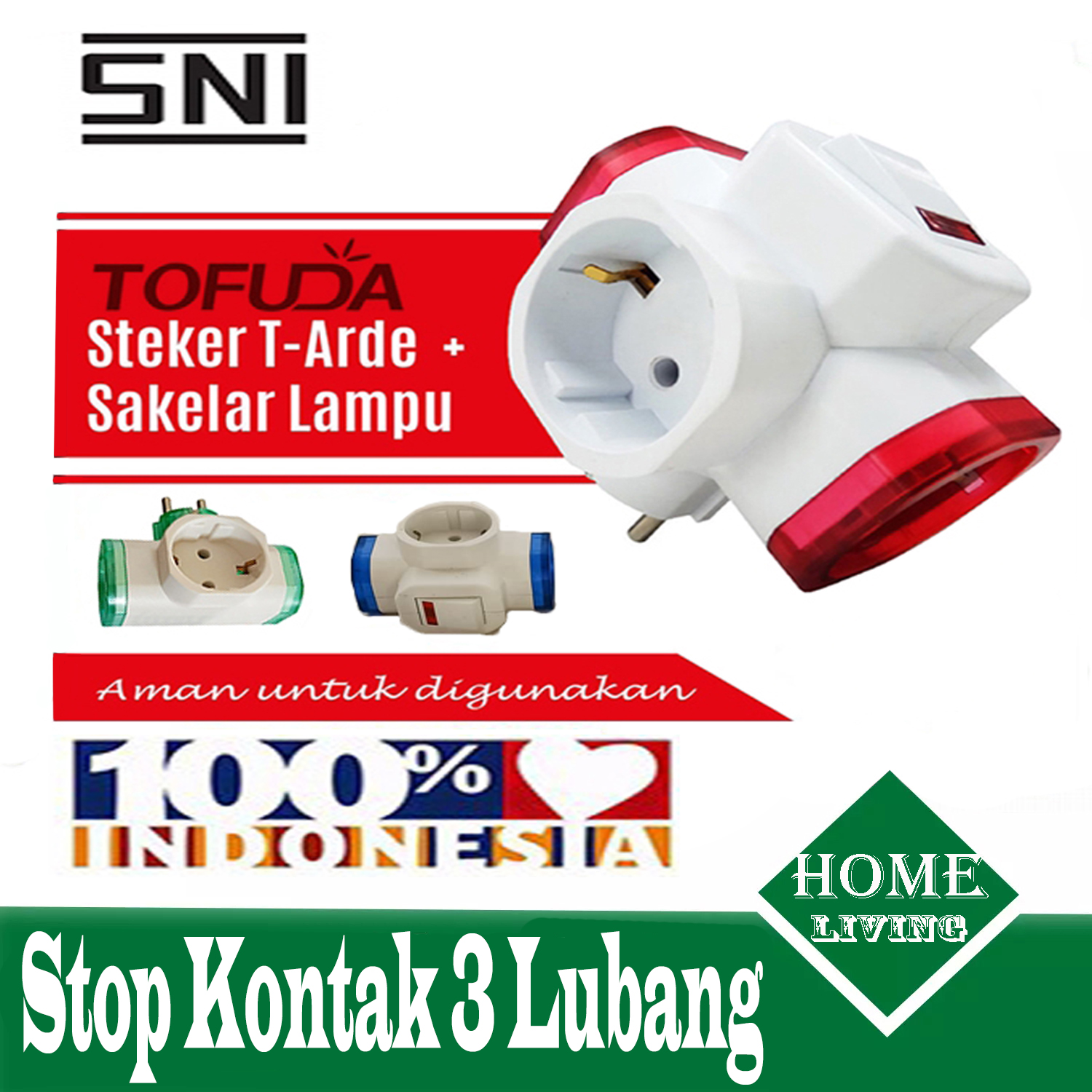 HOKO T-106S Steker T Arde Cabang 3 Saklar / Steker Cabang 3 / Stop ...