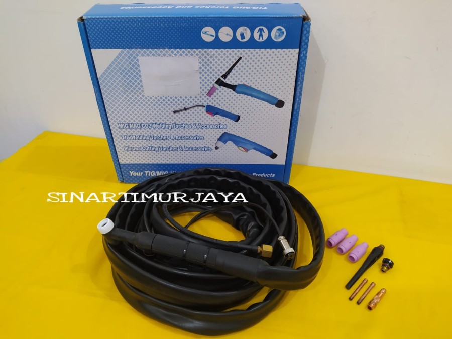 Stang Las Argon / Tig Torch Set Single Cable WP-26 panjang 4 meter ...