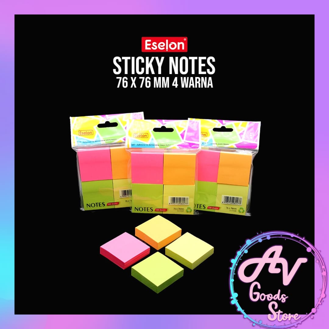 Stick Note Eselon 4 Warna 76*76mm / Sticky Notes Kertas Warna / Stick ...
