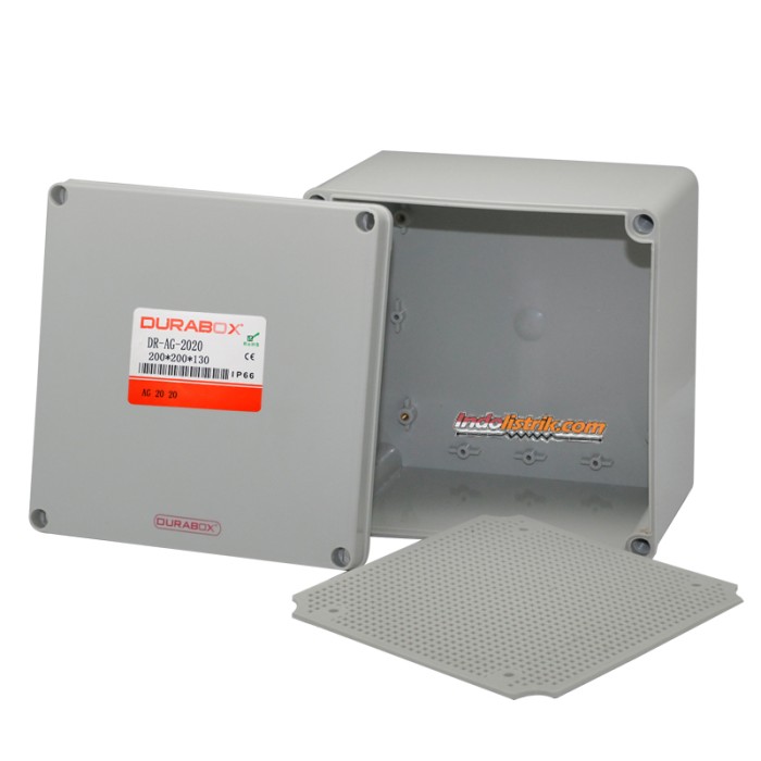 ABS Junction Box Plastik 200x200 x 130 mm Abu-abu + Base Plate Durabox ...