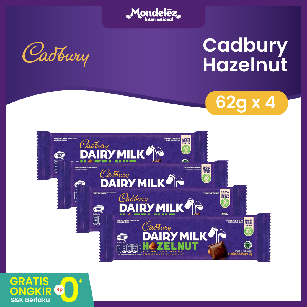 [Paket isi 4] Cadbury Cokelat rasa Hazelnut 62gr | Lazada Indonesia