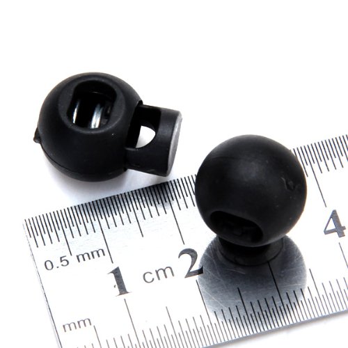 100 x Black Ball Cord Locks Toggles Round Cordlocks - HDAG MALL - ThaiPick