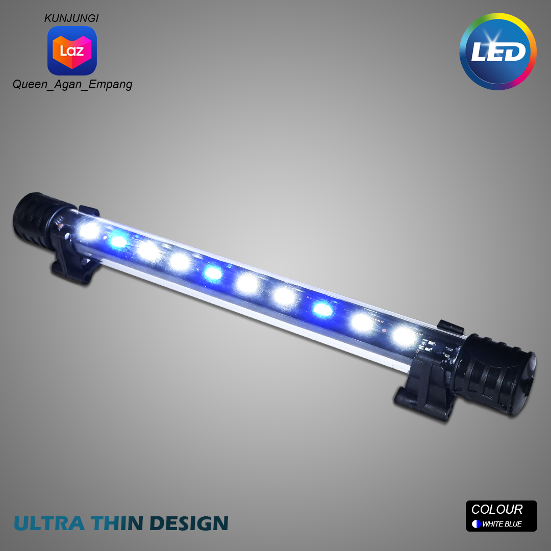 LAMPU LED CELUP AQUARIUM 20 CM WARNA BIRU PUTIH / LAMPU AQUASCAPE ...