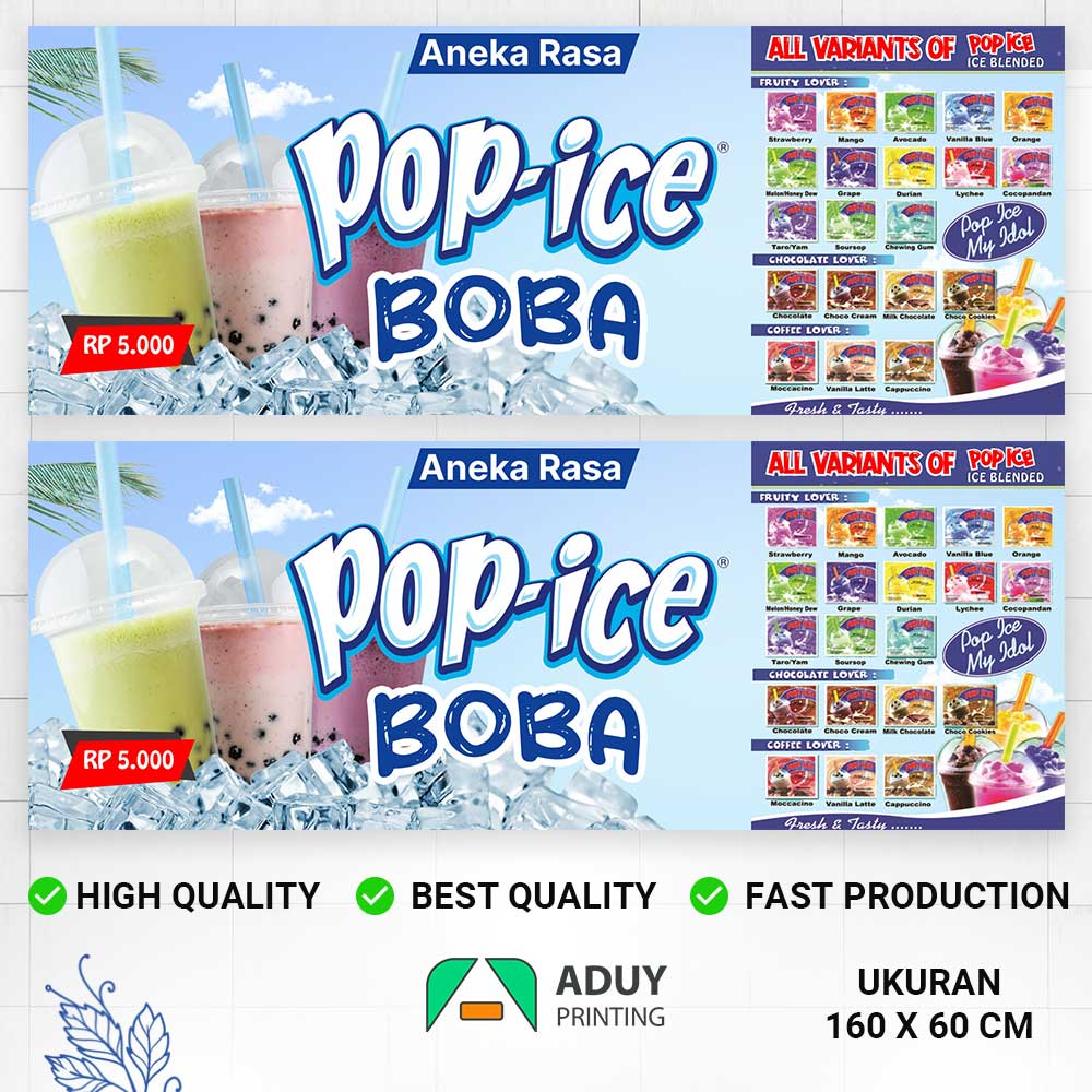 Spanduk Banner Minuman POP ICE BOBA Ukuran 160x60 CM | Lazada Indonesia
