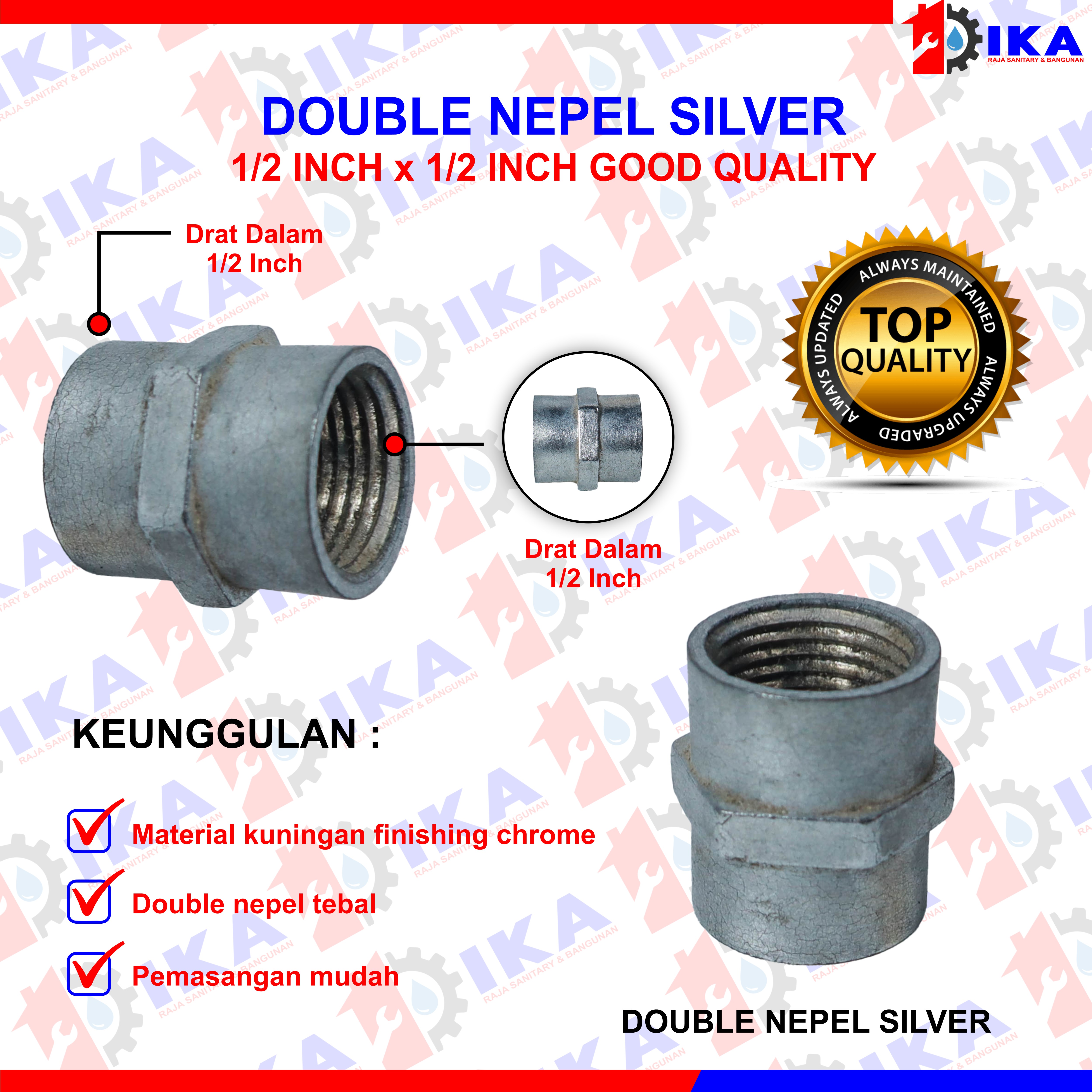 Double neple drat dalam / dobel sok drat dalam/ nepel 1/2" x 1/2 ...
