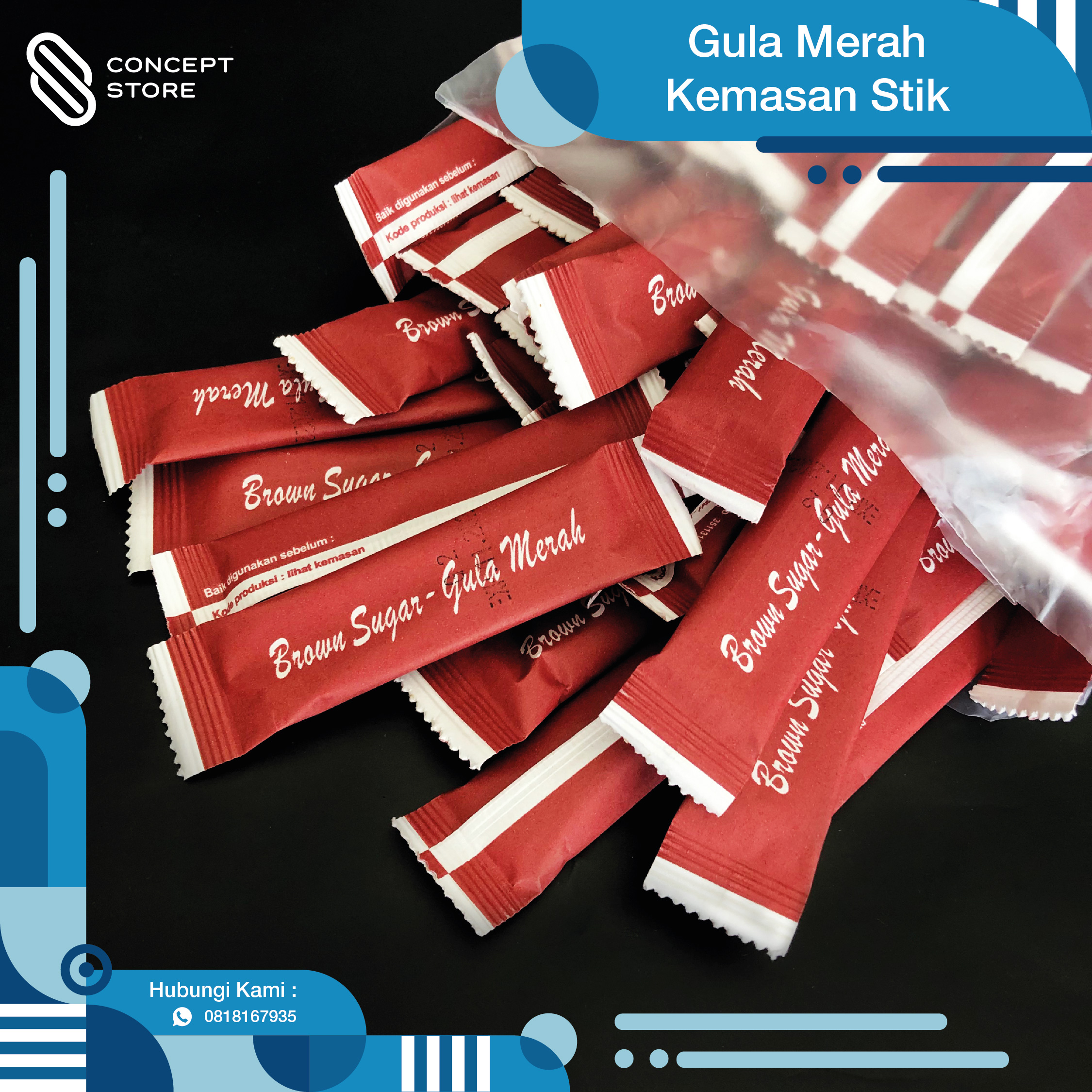 Gula Merah / Aren ( Brown Sugar ) Kemasan Stik / Stick TERMURAH 125pcs ...