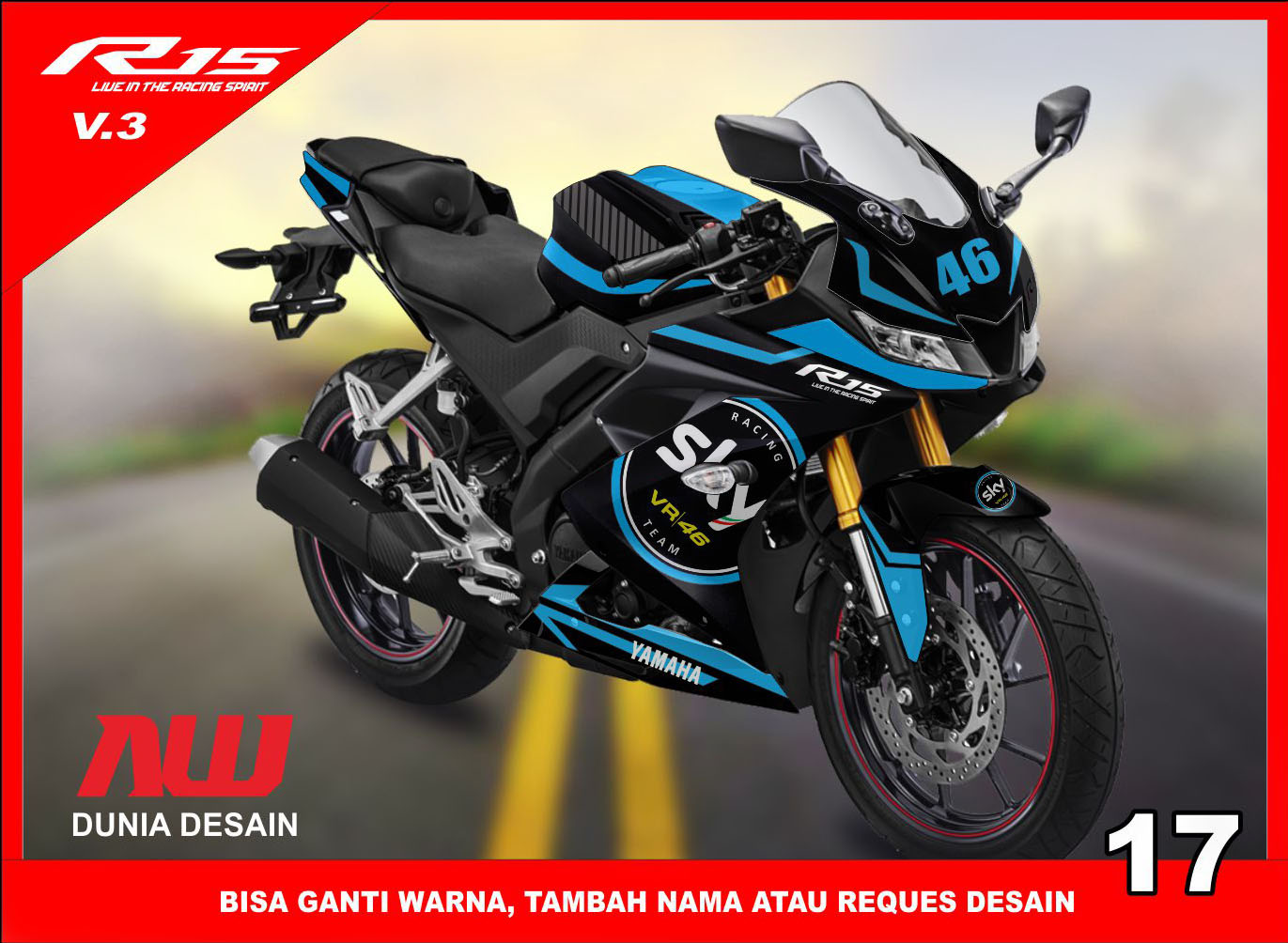 Sticker Decal R15 V3 Desain 17 Decal R15 V.3 Terbaru, Decal R15 Yamaha ...