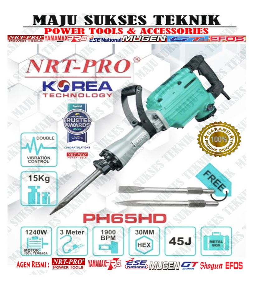 NRT-PRO PH65 HD Bor Bobok Jack Hammer Drill Beton Tembok Impact Demolition Mesin PH 65 HD PH65HD ...