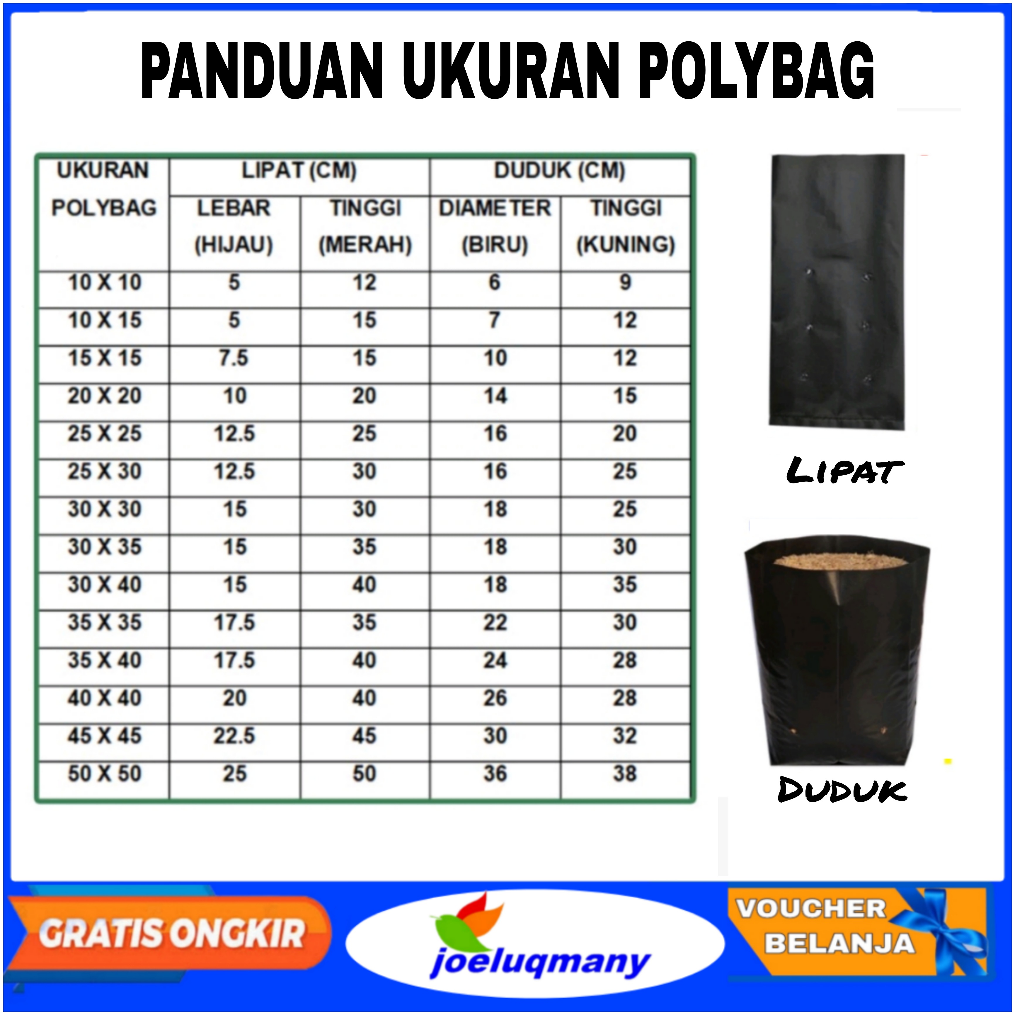 Polybag Plastik Tanaman 500 Gram Polibag / Polibeg / Polibek / Kantong ...