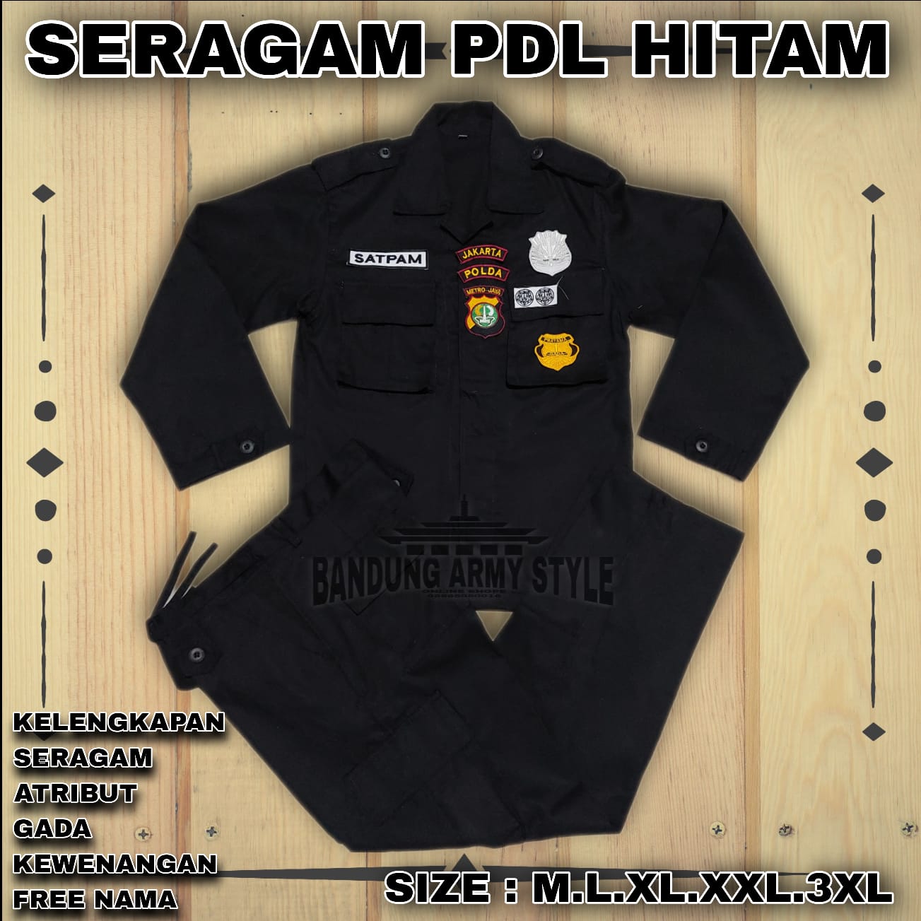 SERAGAM PDL HITAM SATPAM Seragam PDL hitam / pdl hitam / stelan pdl ...