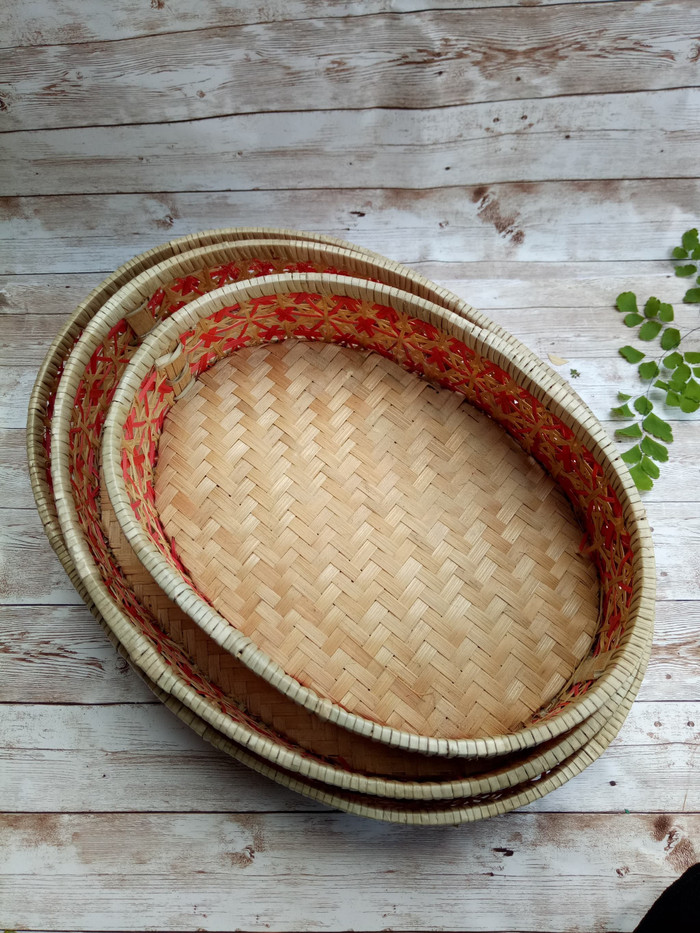 Sanggan Oval 1 set Bakul Bambu Bokor Bambu Cerada Bambu Gudi Bambu ...