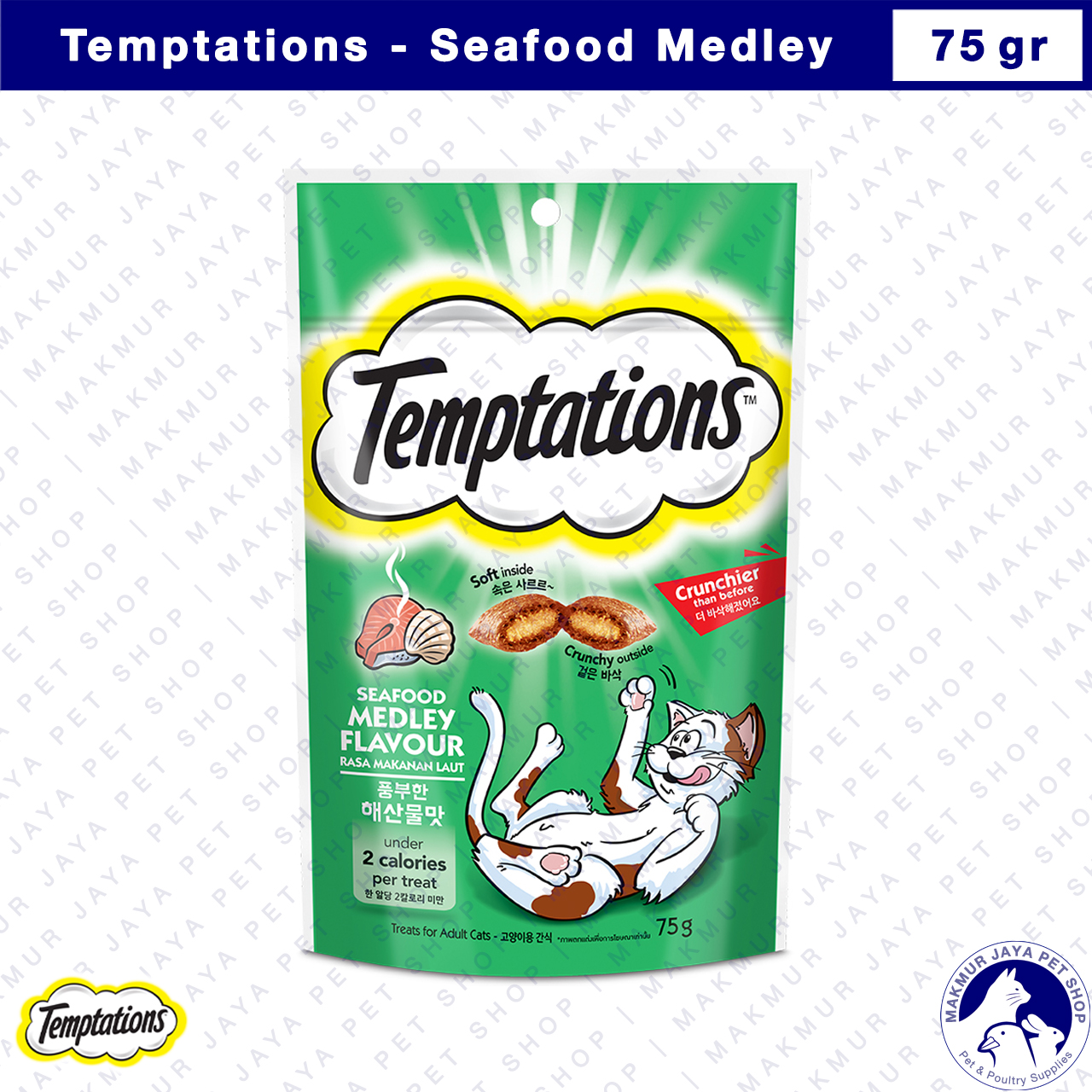 TEMPTATIONS Snack Kucing 75gr / Cemilan Kucing / Cat Treats 85gr ...