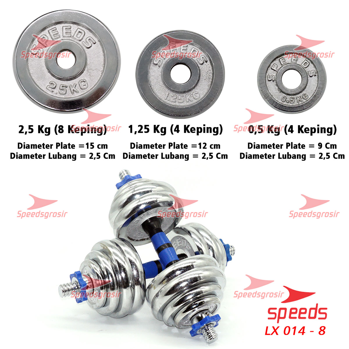 SPEEDS-Dumbell Barbel Set Max 30 KG Tiang Angkat Besi Dumbbel Dumble ...
