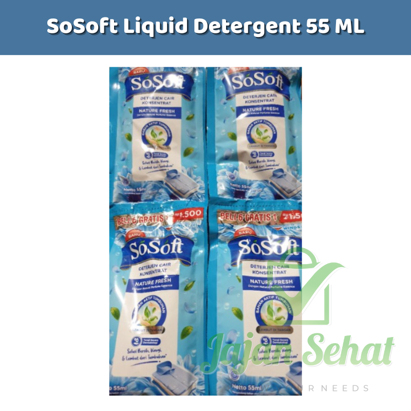 SoSoft Liquid Detergent 55ml 12 Sachet Bonus 2 Sachet | Lazada Indonesia