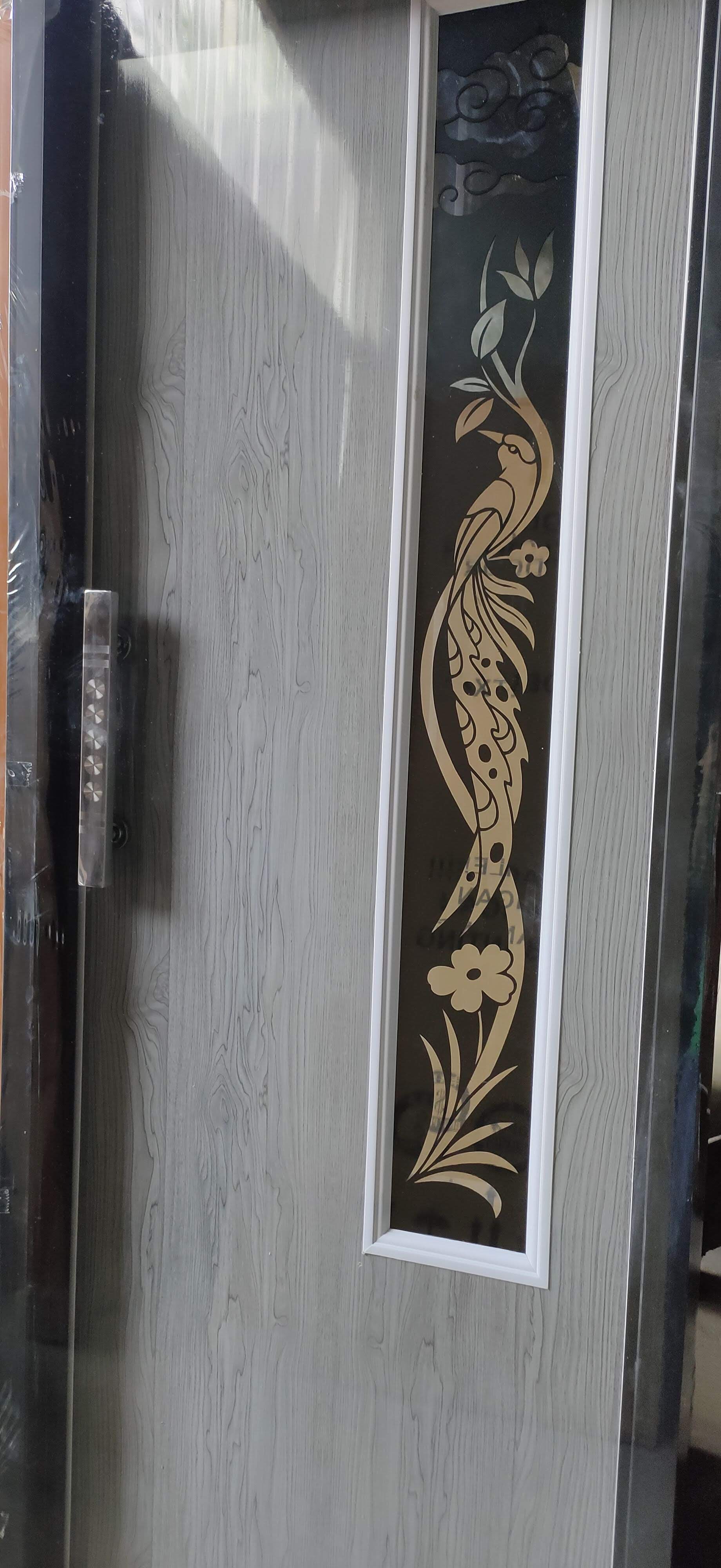 pintu kamar mandi pvc motif kaca cermin burung kasuari grey | Lazada ...