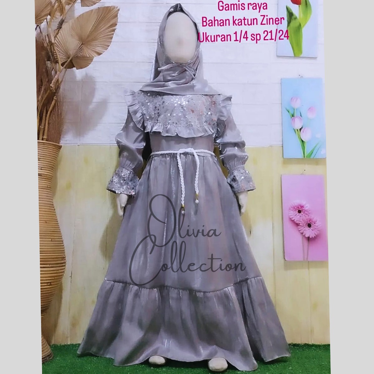 ️ ️ Baju Gamis shimmer fujii anak perempuan bahan katun shimer mix ...