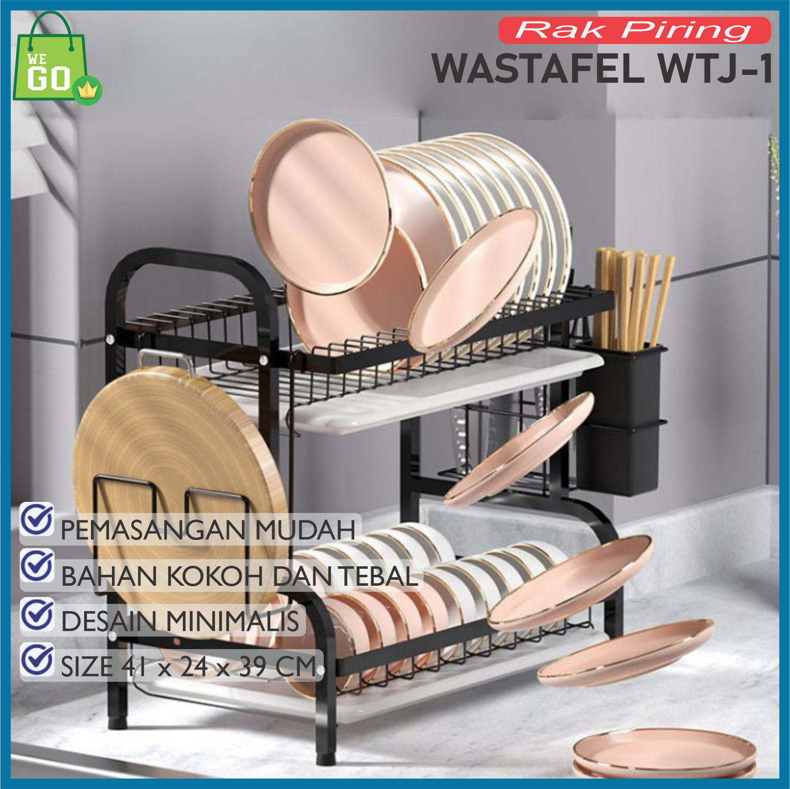 WE GO Rak Piring Wastafel Rak Rak Dapur Piring Dengan Aksesoris Rak ...