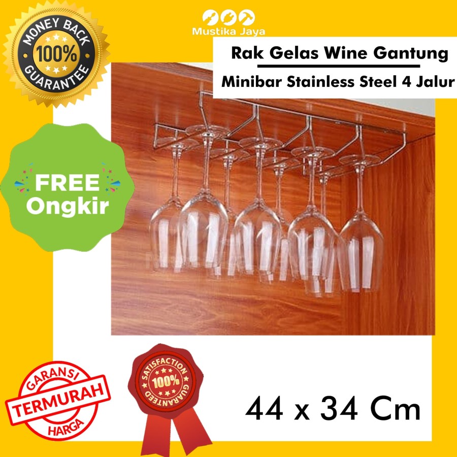 Rak Gelas Wine Gantung 4 Jalur Tempat Gelas Mini Bar Mewah | Lazada ...