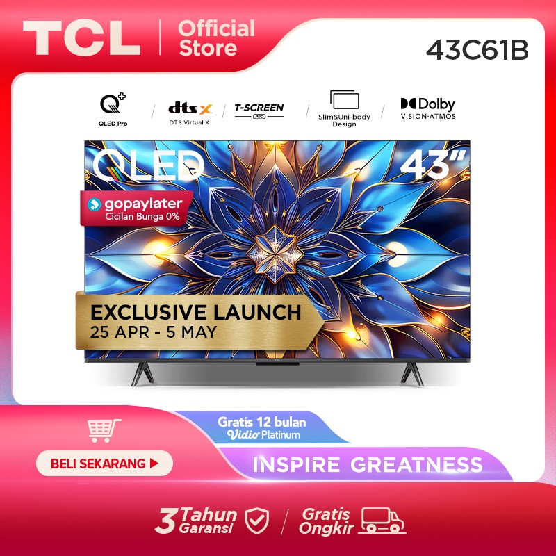 TCL C61B 4K QLED Google TV - T-Screen - Dolby Vision/Atmos - Slim/Uni ...