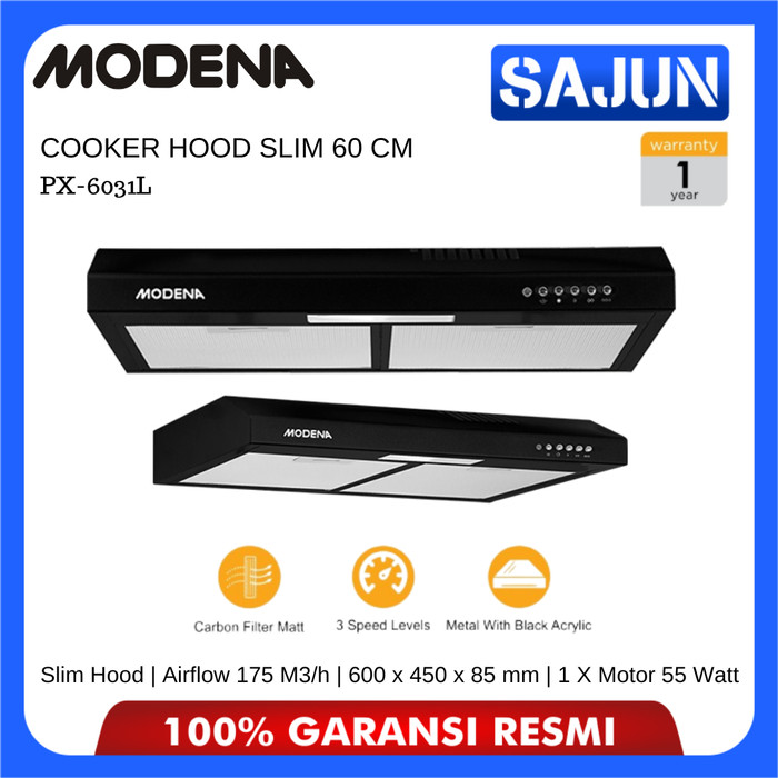 MODENA Slim Hood 60 cm PX6031L Penghisap Asap PX-6031-L | Lazada Indonesia