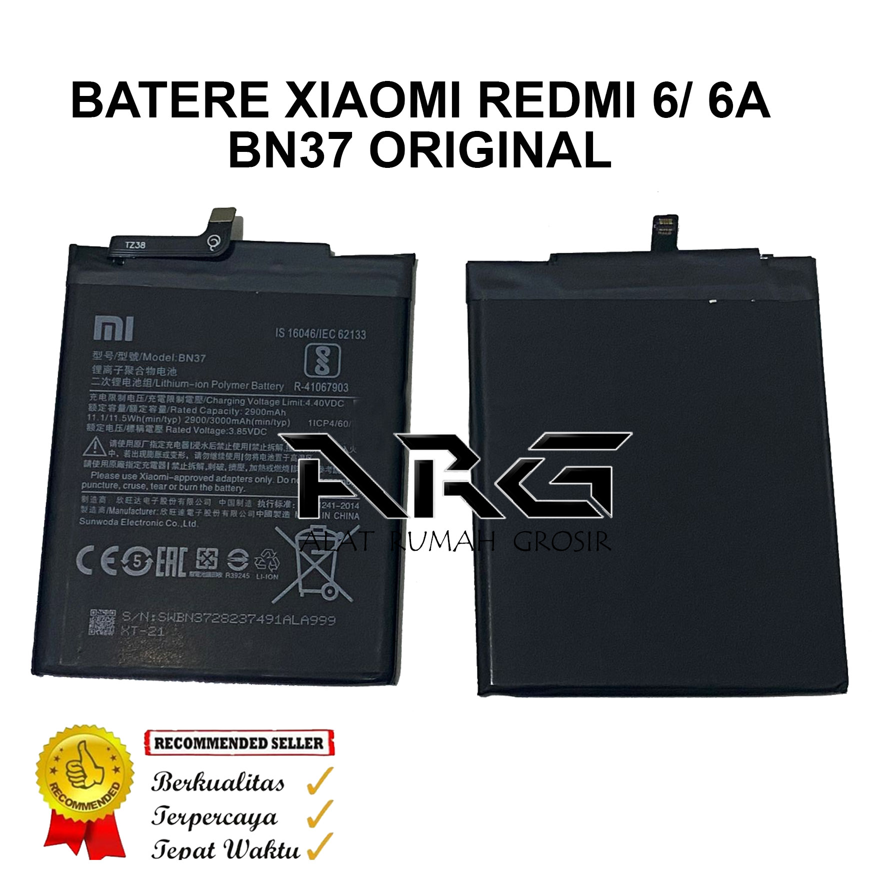 BATTERY BATERAI BATRE XIAOMI REDMI 6 / 6A BN37 ORIGINAL 100% | Lazada ...