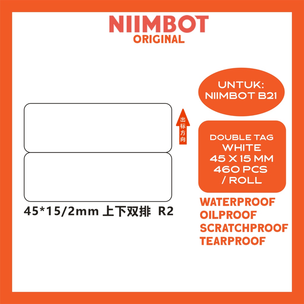 Double White Thermal Label Printer Sticker Niimbot B21 Refill Label ...