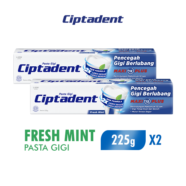 [Paket isi 2] CIPTADENT Pasta Gigi Maxi 12 Plus Jumbo Size 225g ...