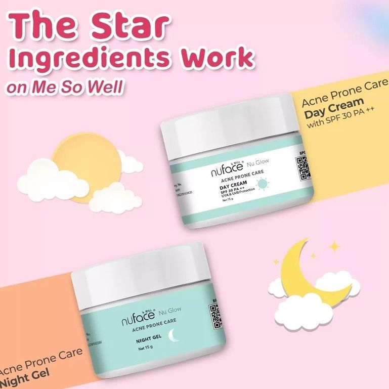 NUFACE Nu Glow Cream Day & Night Acne Prone Care 15gr - Cream Untuk ...
