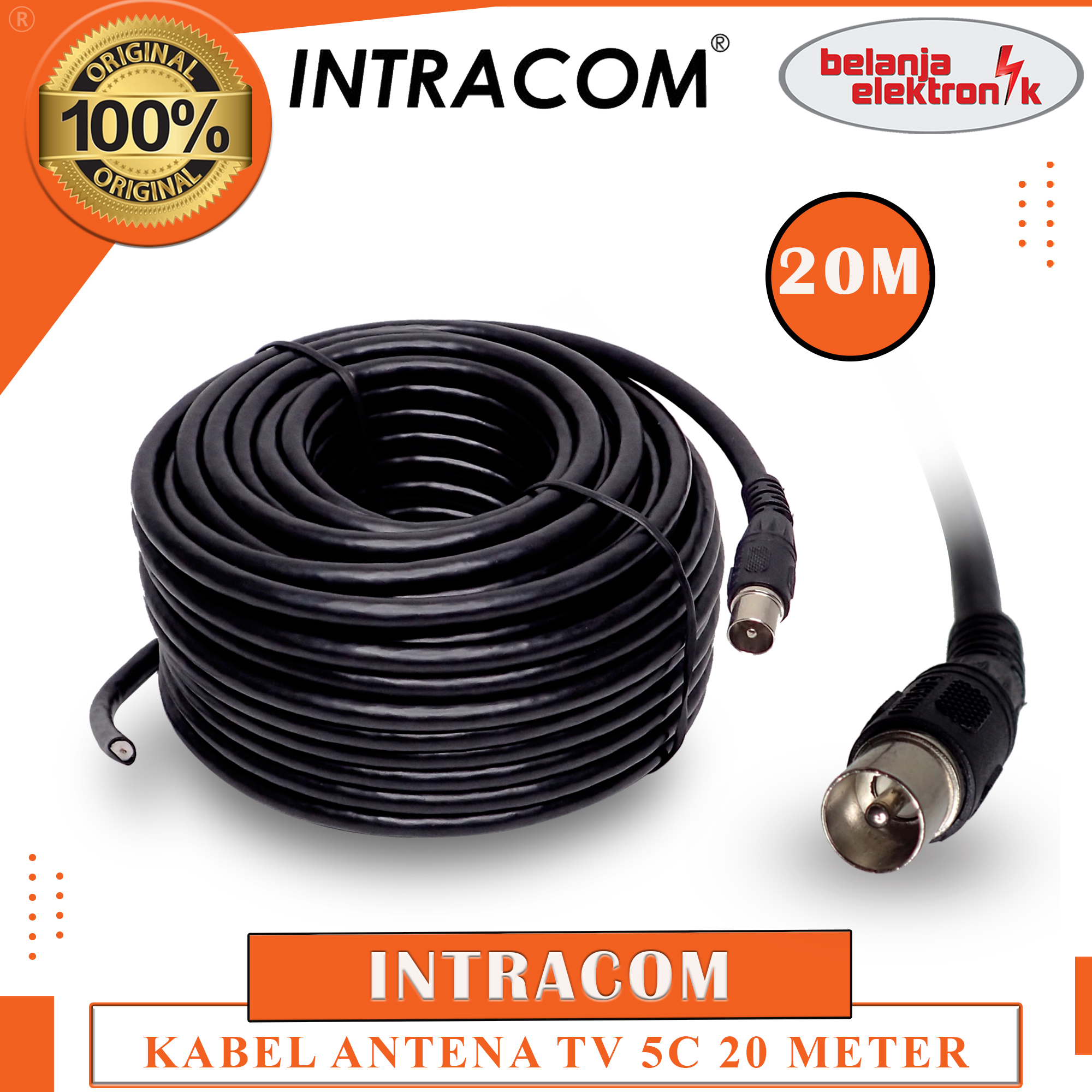 KABEL ANTENA TV INTRACOM 20 M 5C RG6 COAXIAL | Lazada Indonesia