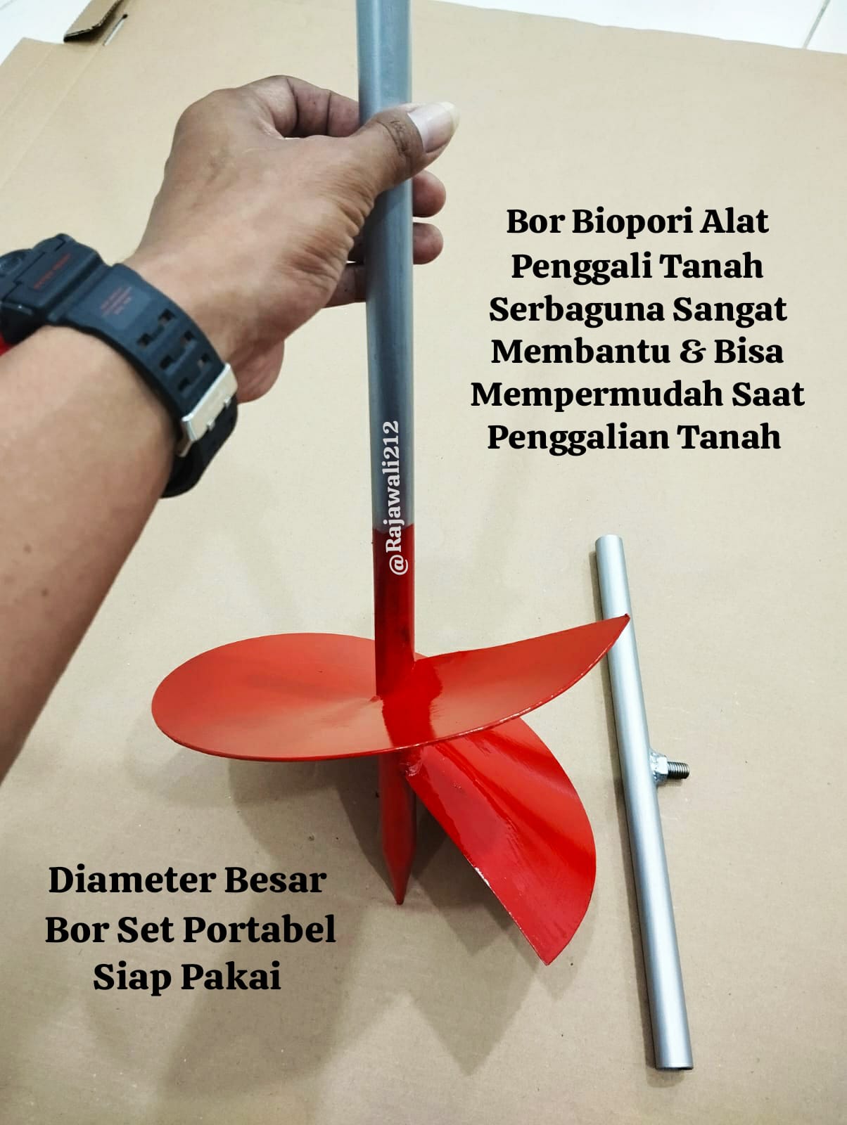 Alat Pelubang Tanah Bor Biopori Diameter Besar / Bor Biopori Spiral ...