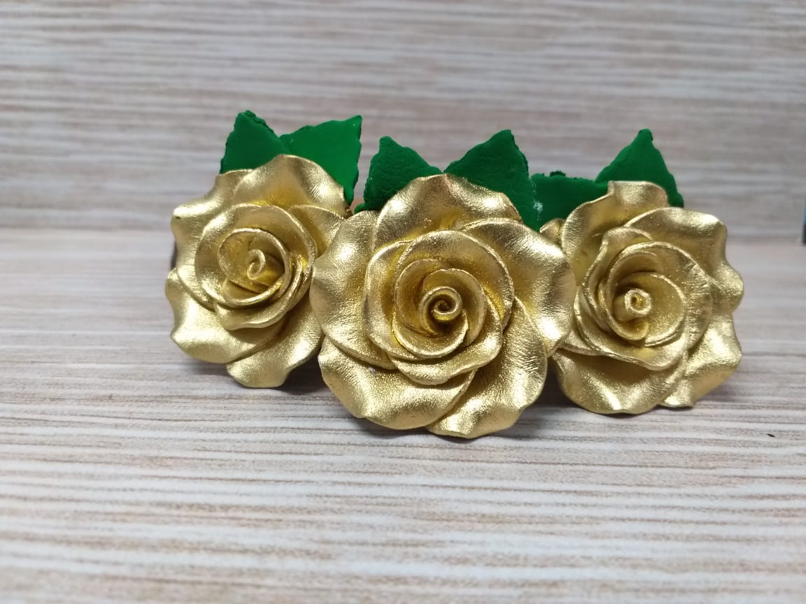 HIASAN CAKE GUMPASTE BUNGA MAWAR GOLD ISI 6 PICS / MAWAR GOLD / 1 PAK ...