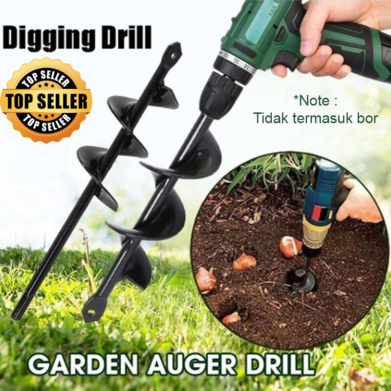 Mata Bor Penggali Tanah Auger Drill Steel Titanium Spiral 22 CM Hand ...