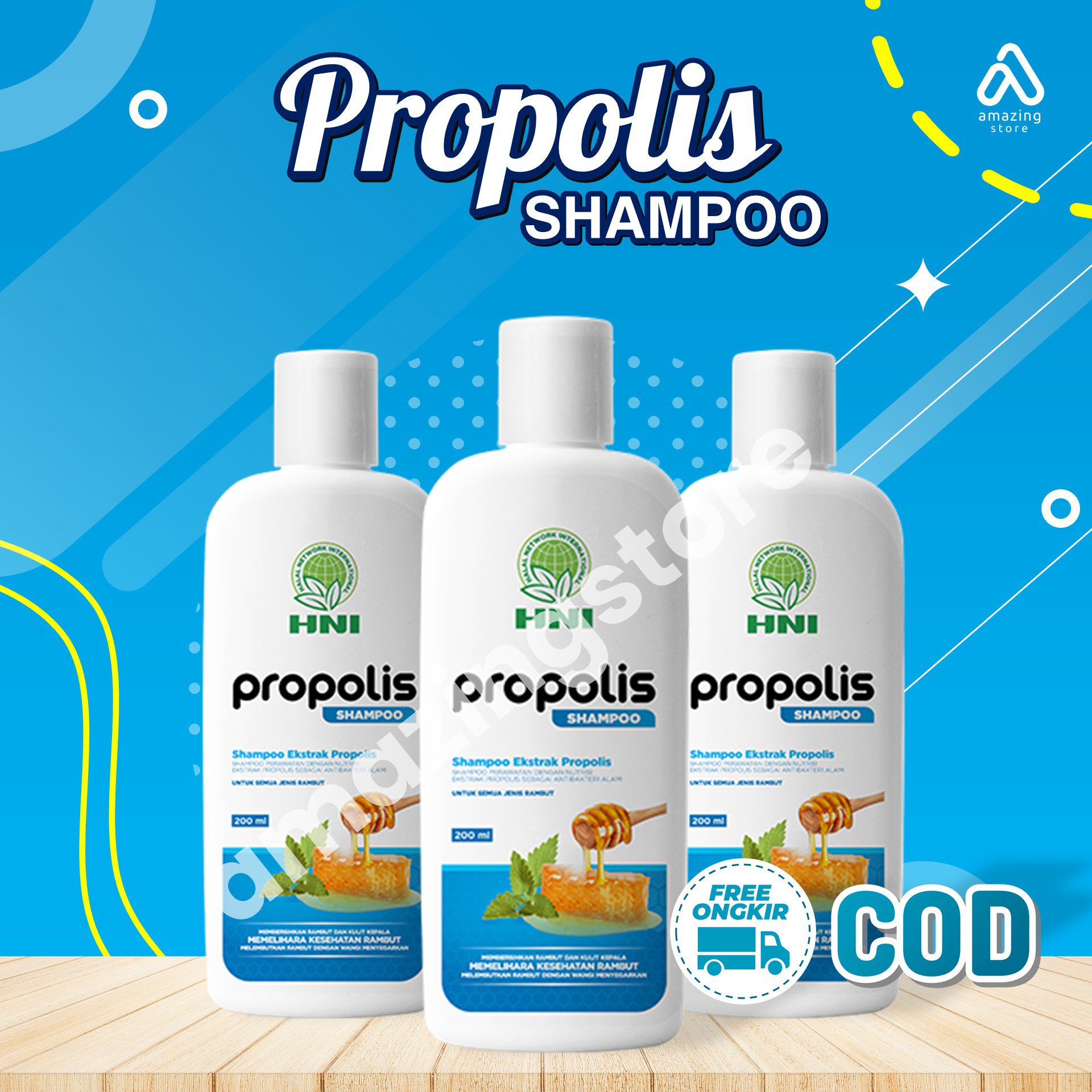 Shampoo Propolis HNI HPAI Shampo Antibakteri memperkuat akar dan batang ...