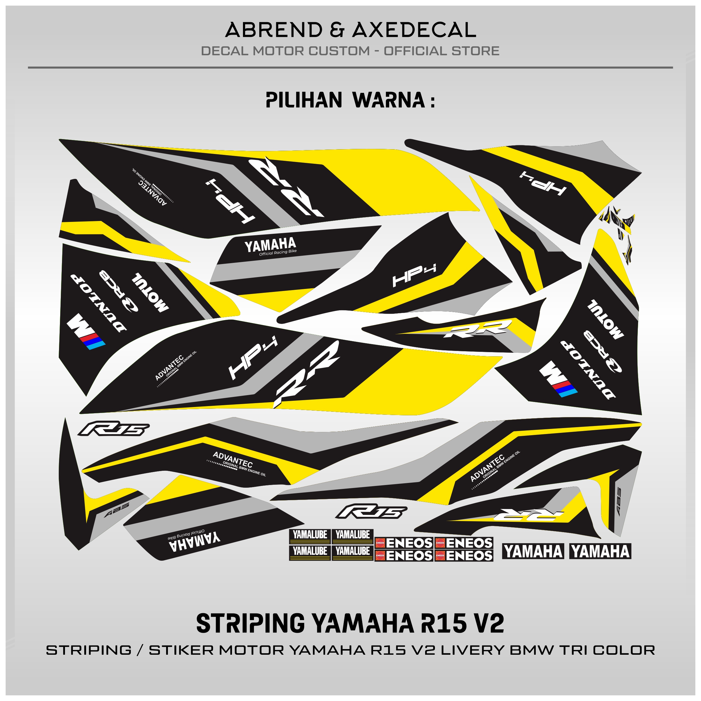 STRIPING R15 V2 BMW HP4 TRI COLOR / STIKER MOTOR YAMAHA R15 V2 DESIGN ...