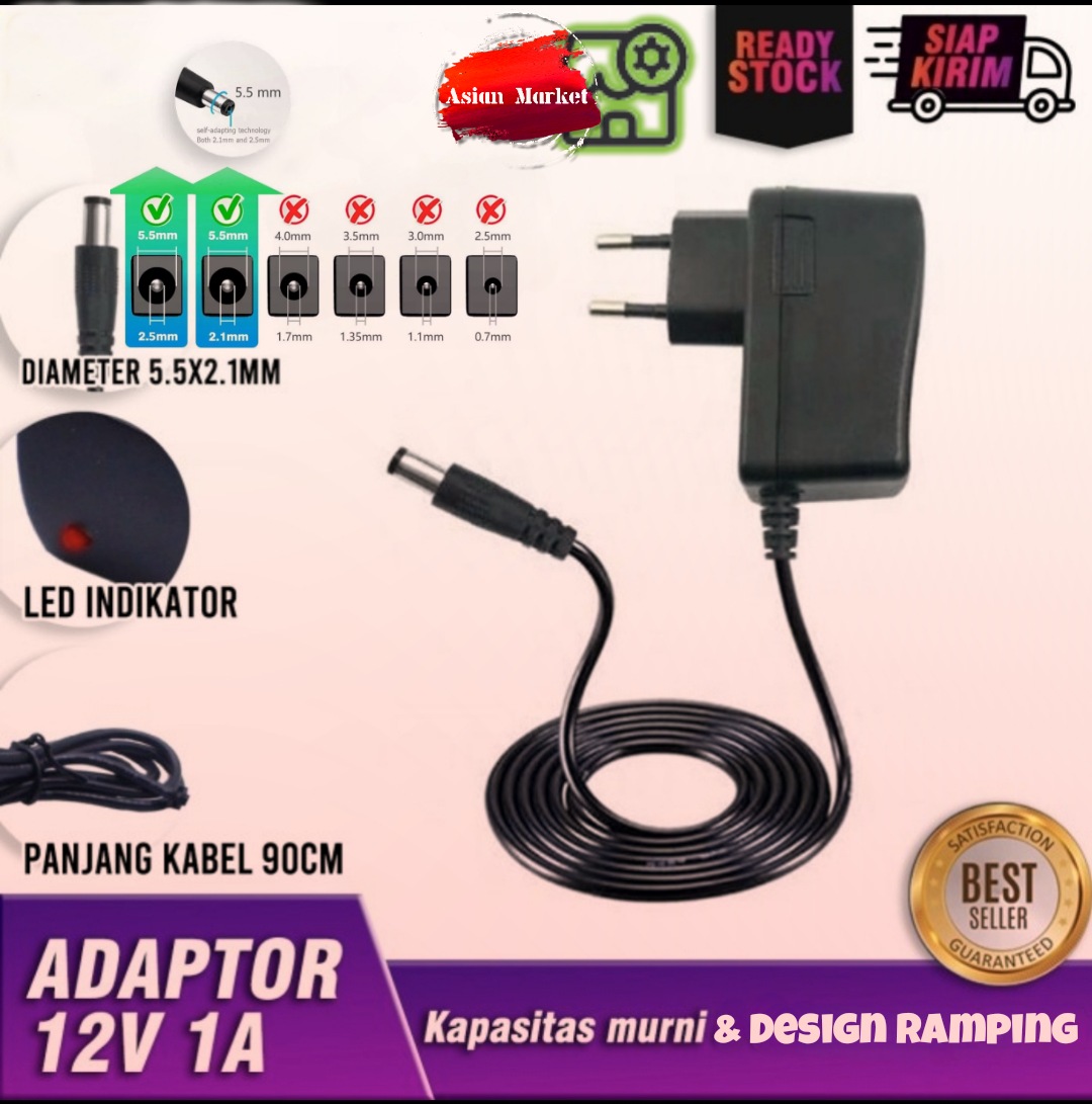 Adaptor DC 12V 1A amper Murah | Lazada Indonesia
