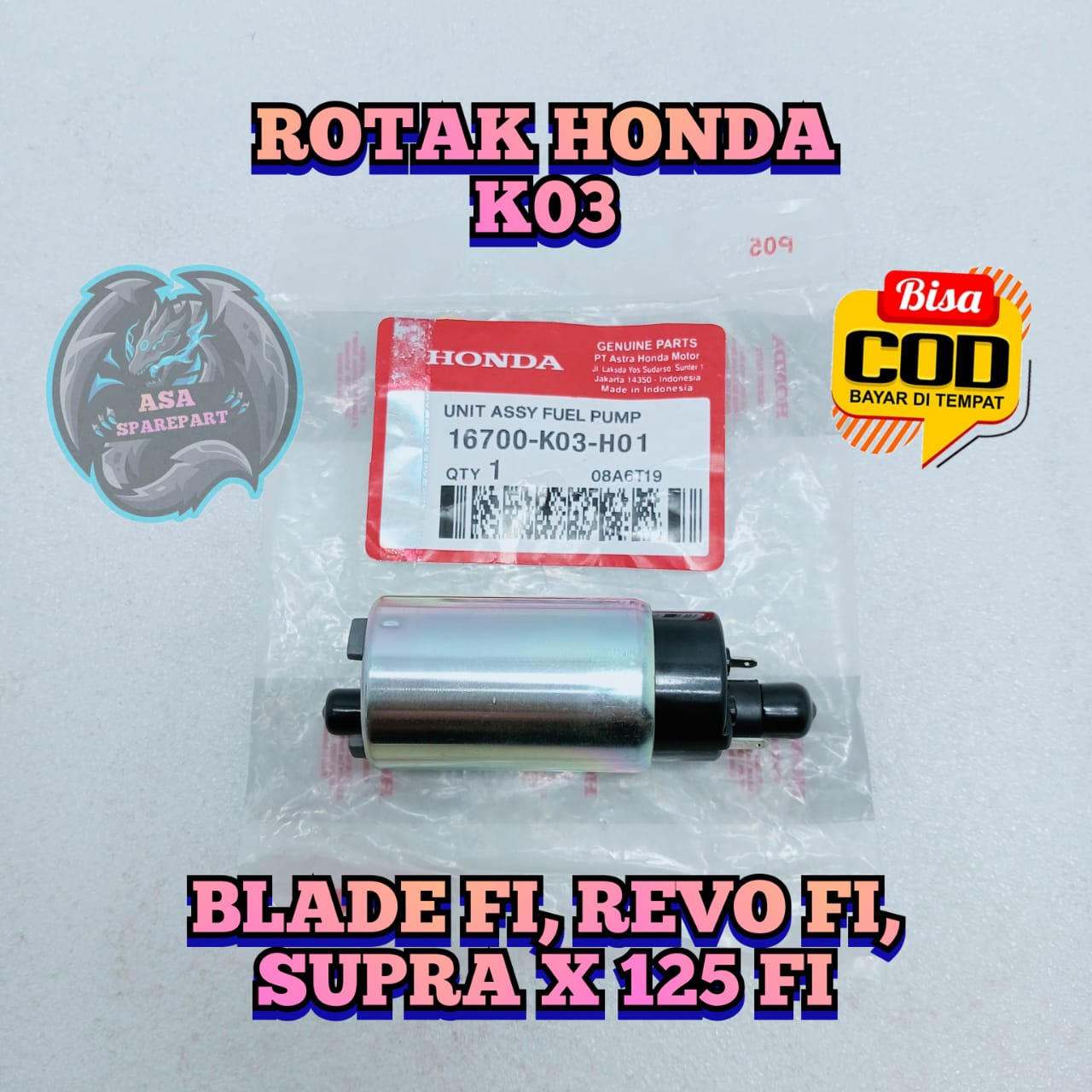 ROTAK K03 ASLI ORIGINAL HONDA AHM DINAMO FUEL PUMP UNTUK MOTOR BLADE FI ...