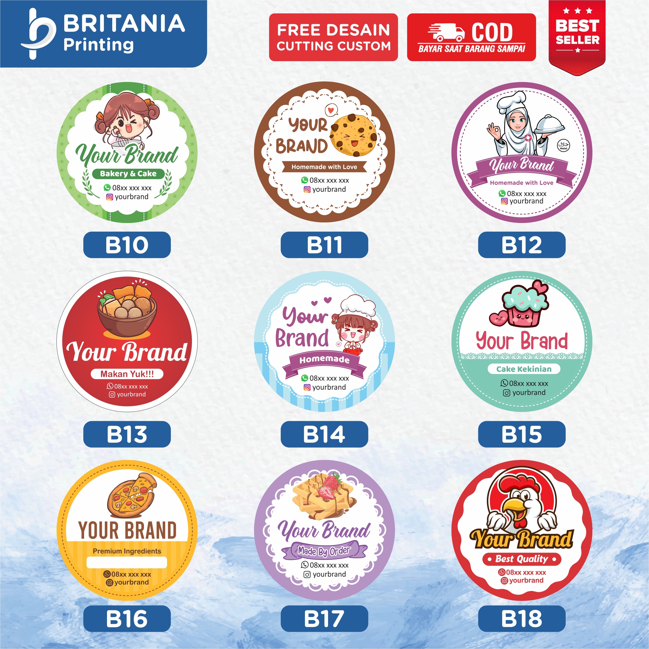 Cetak Stiker Label Produk Makanan / Stiker Label Logo Usaha Makanan ...