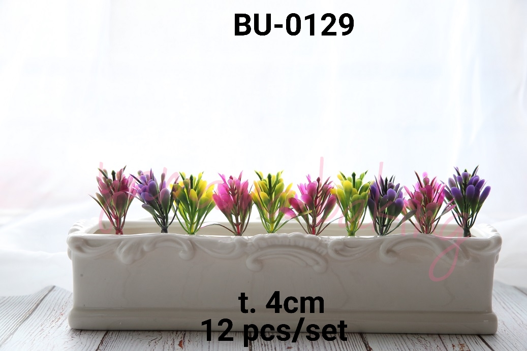 BU-0129 Topper hiasan kue tart cake rumput bunga daun tanaman plastik ...