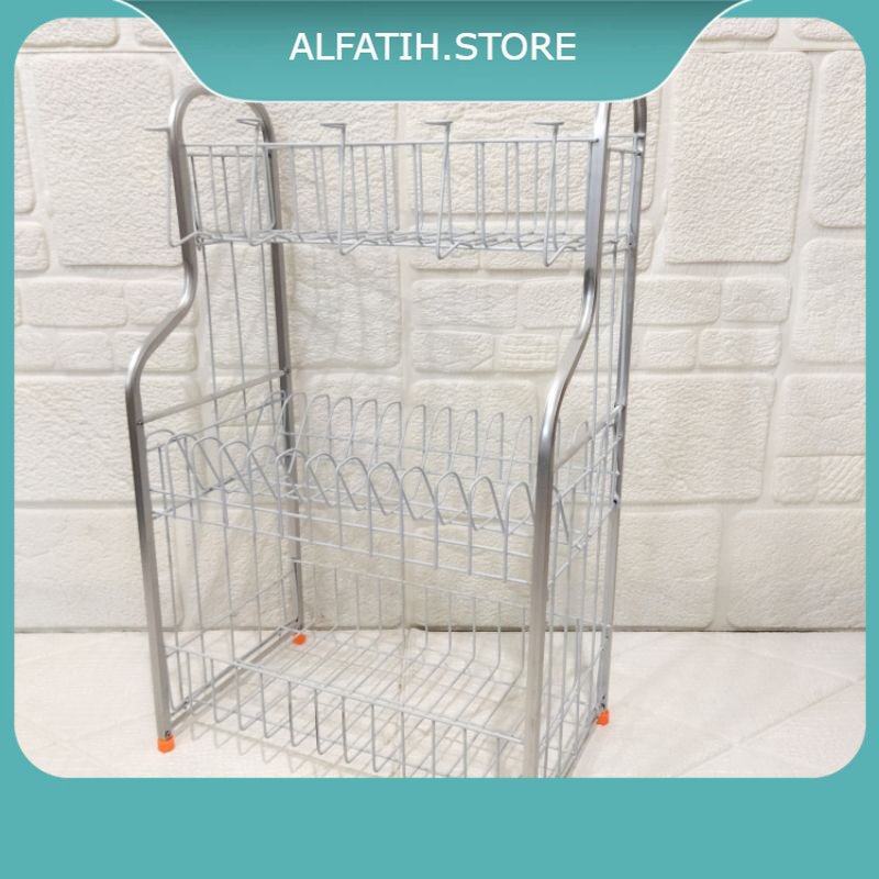 Rak Piring RPL Aluminium Tray Besi Susun 3 | Lazada Indonesia