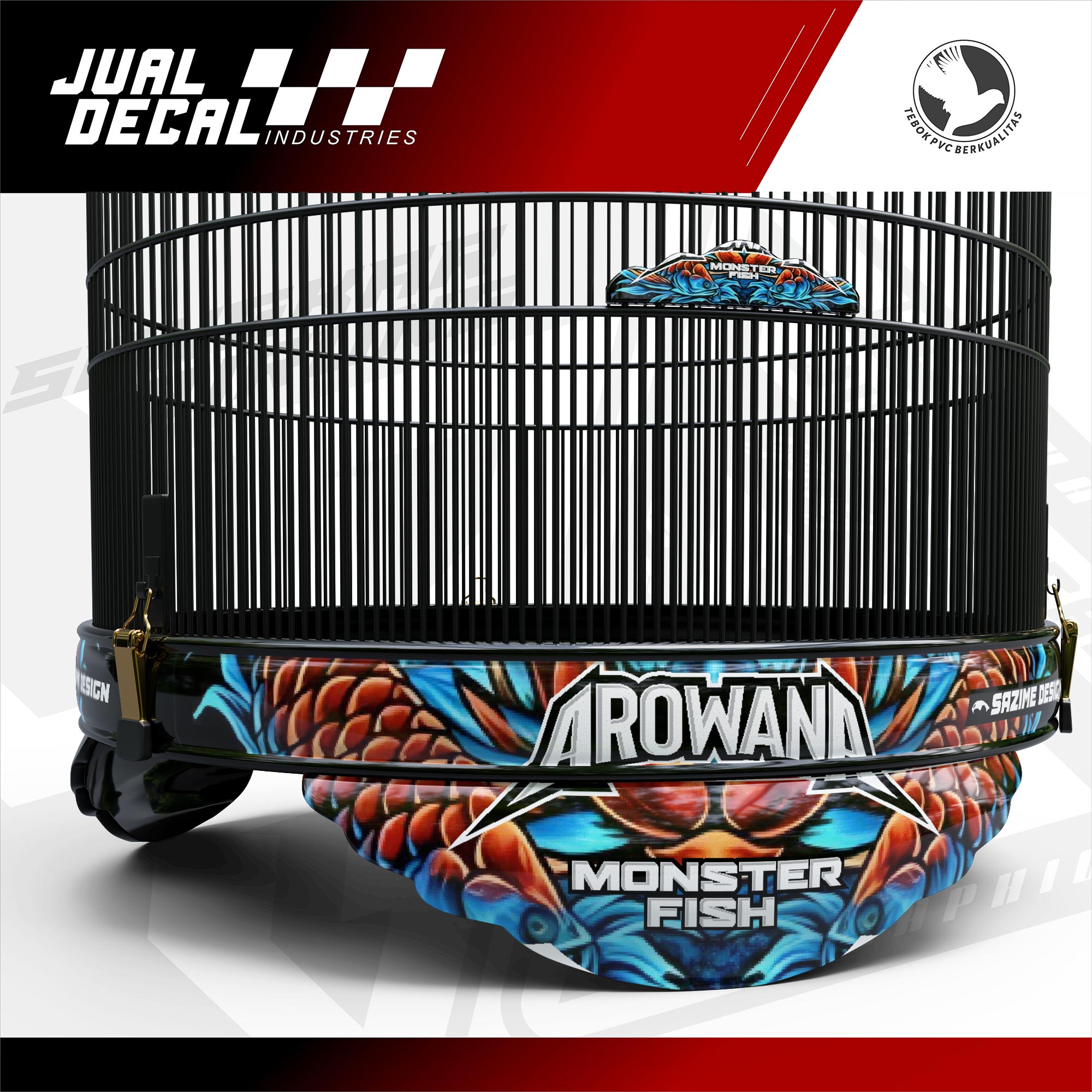Stiker Decal Sangkar MURAI - AROWANA MONSTER FISH Tebok Setiker Kandang ...