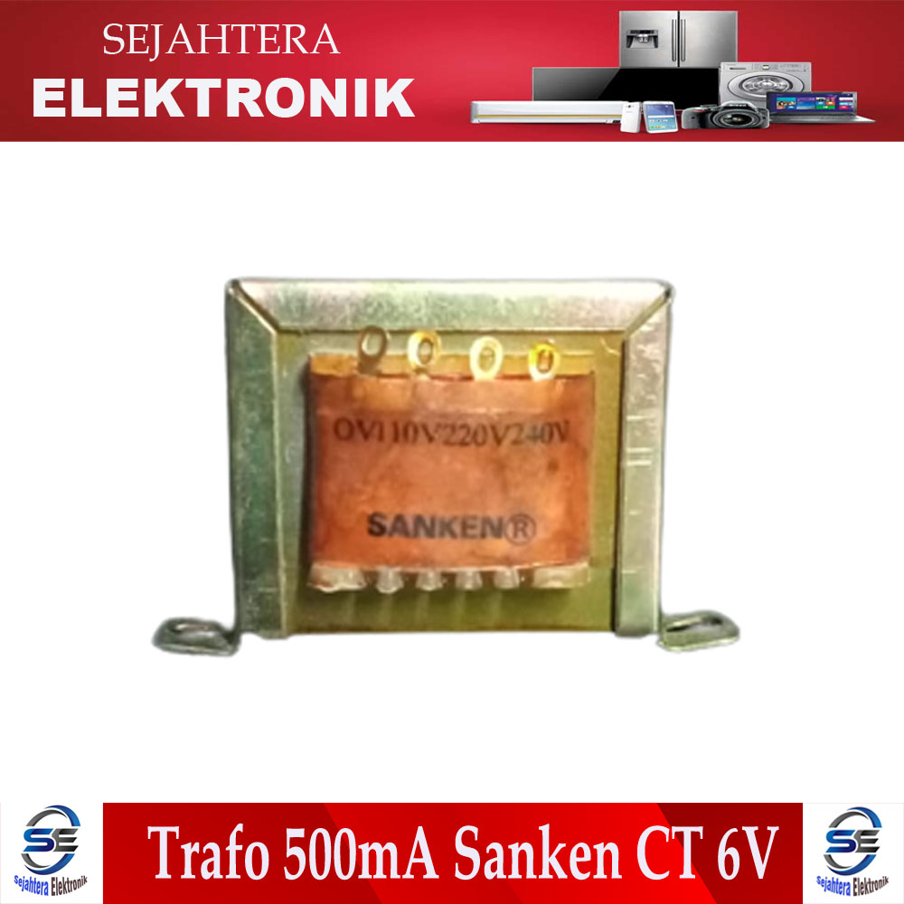 Trafo 500mA Sanken CT 6V - CT - 6V - 12V - 9V - 9V - 12V / Trafo 500mA ...