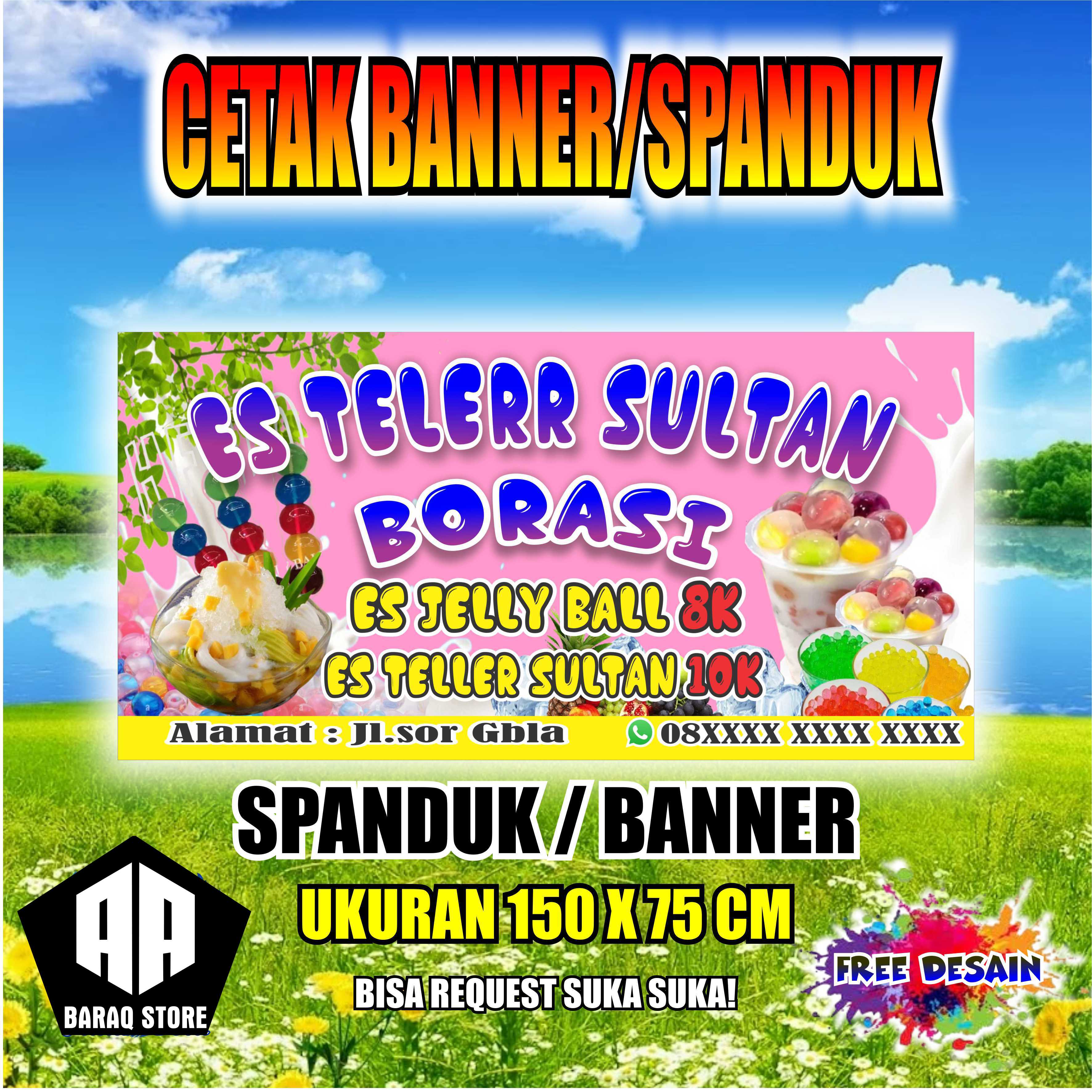 Cetak Banner Cetak Spanduk Es Teler Jelly Ball Ukuran 150X75 CM BISA ...