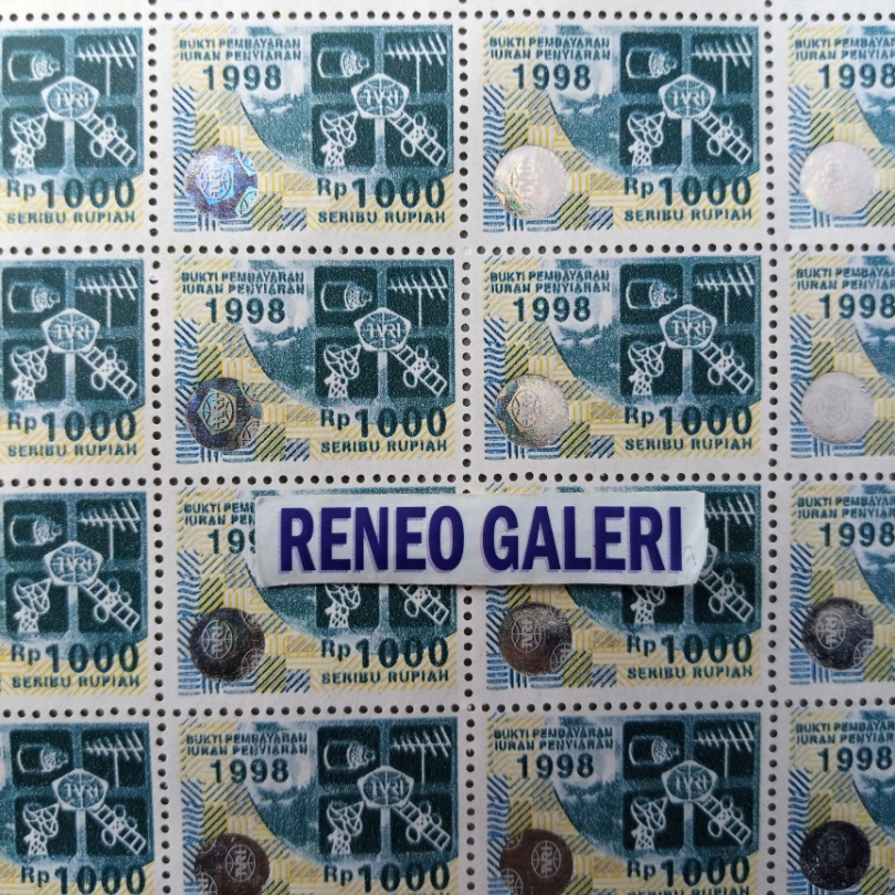 1 Potong Materai TVRI Rp 1000 Rupiah tahun 1998 Tanda Pembayaran iuran ...