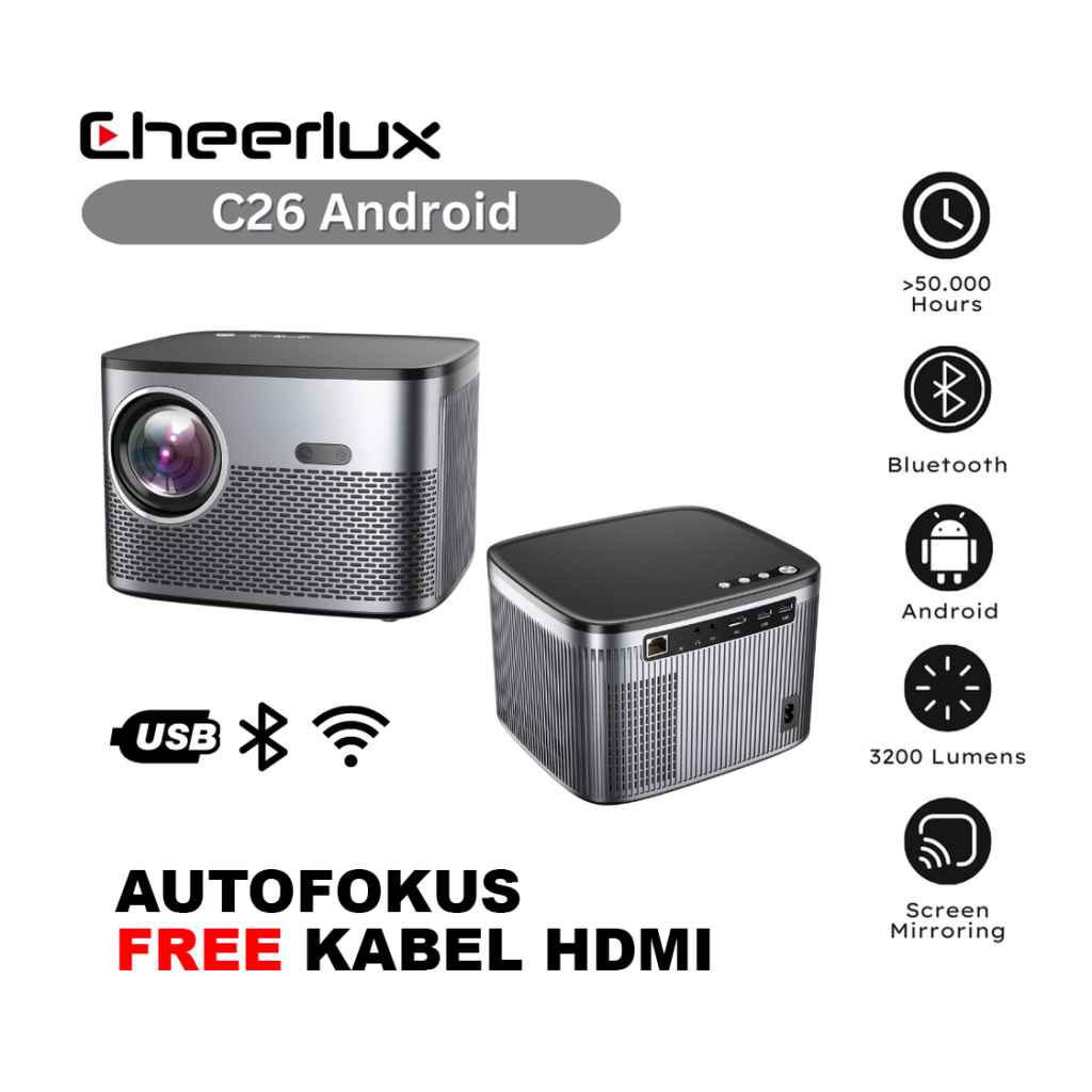 Cheerlux C26 Android Wifi Projector Auto Focus 280 ANSI | Lazada Indonesia